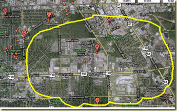Beyond Outreach: Red dots are churches